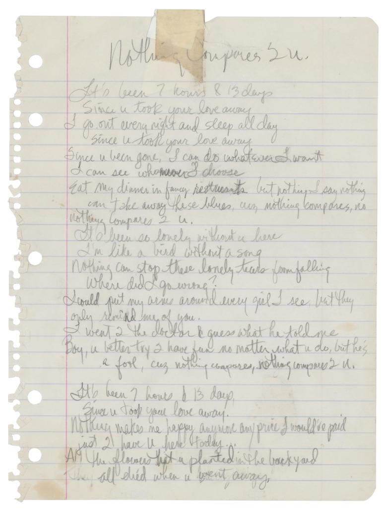 Prince's Handwritten Lyrics Sold for $150,986 at Auction | Fine Books ...