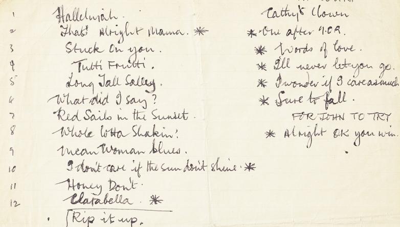 Rare Handwritten Beatles Set Lists Headline at Bonhams | Fine Books ...