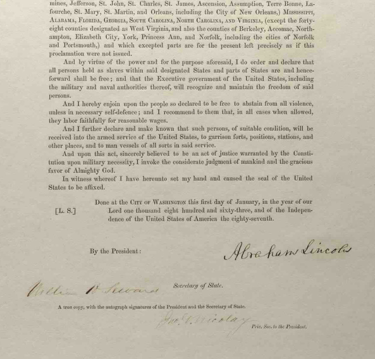 emancipation proclamation signed